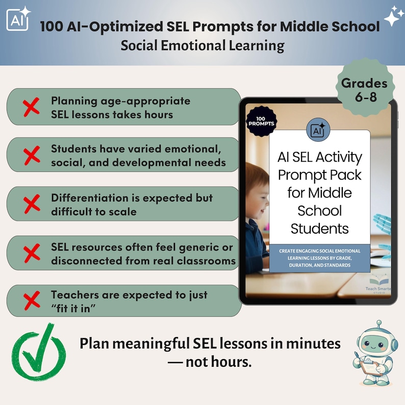 100+ AI SEL Prompts for Middle School, Social Emotional Learning Lesson ...