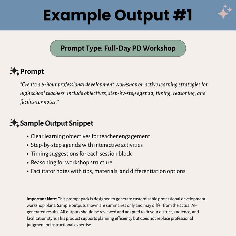 AI Prompt Pack for Professional Development | PD Workshop Planning ...