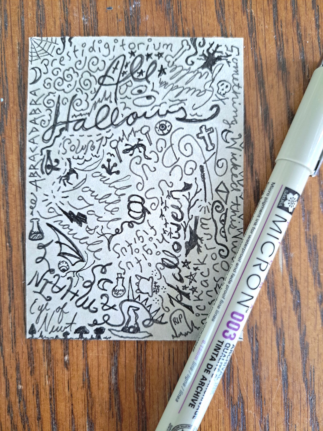 All Hallows Original Art Doodle Pen and Ink ACEO, Artist Trading Card ...