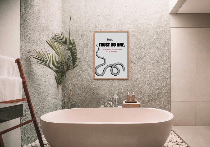 Rule 1 Trust No One Poster, Minimalist Motivational Print (digital ...