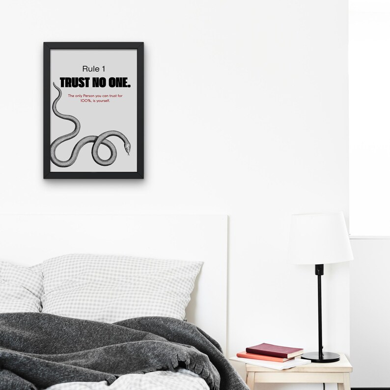 Rule 1 Trust No One Poster, Minimalist Motivational Print (digital ...
