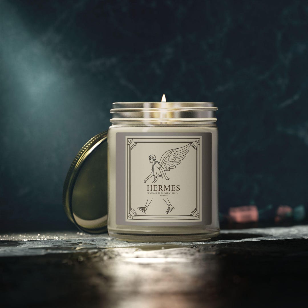 Hermes Winged Logo Mythological Greek God Coconut Apricot Candle - Etsy