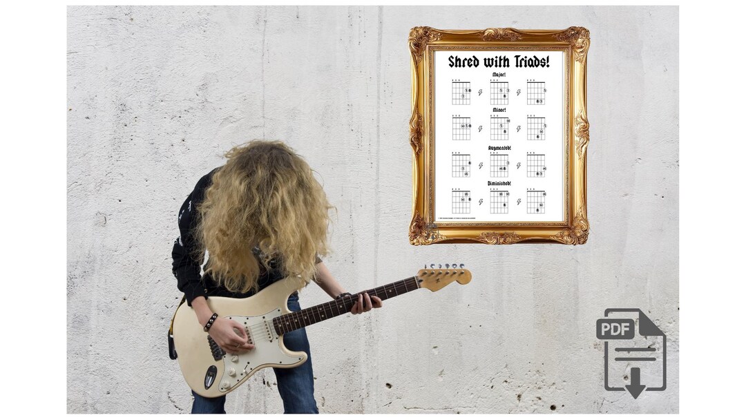 Guitar Triads Fretboard Chart – Rock Guitar Theory, Top 3 Strings ...