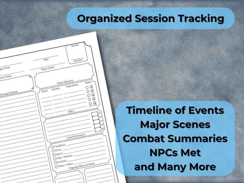 Dnd Session Notes | Printable Campaign Tracker & Adventure Log | 5e ...