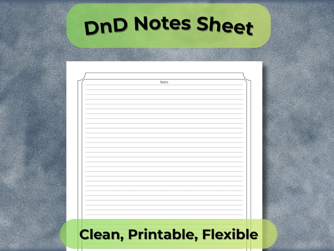 Dnd Notes Sheet | Printable Session Notes & Campaign Planning Page | 5e ...