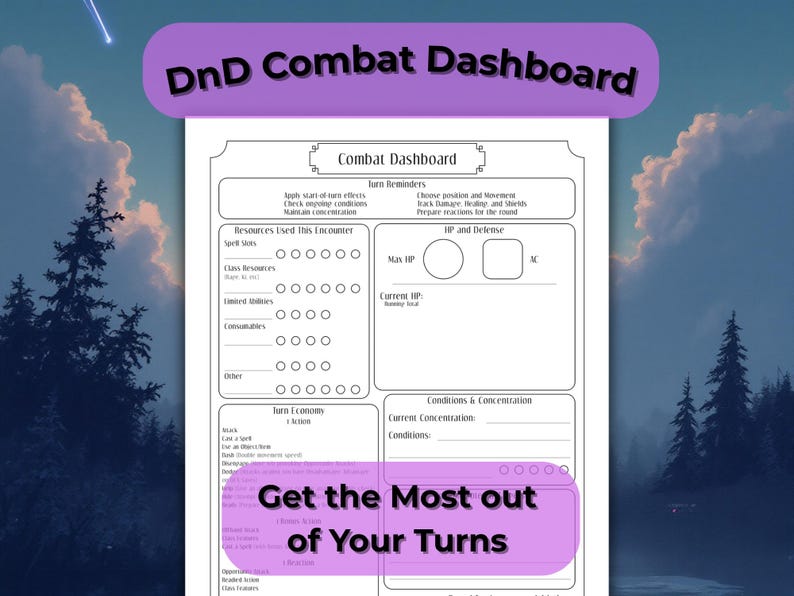 Dnd Combat Dashboard | One-page Player Combat Tracker | D&D 5e ...