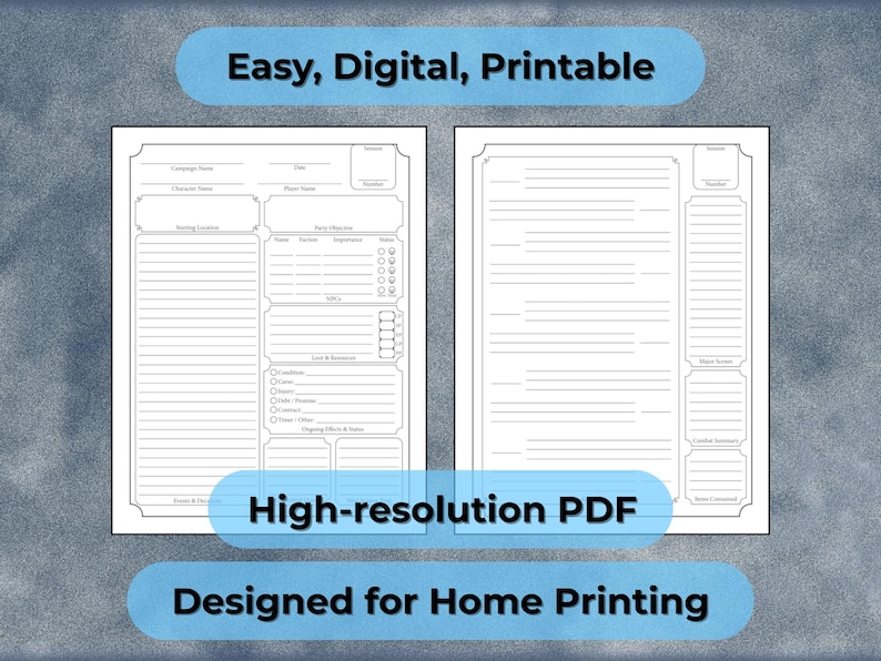 Dnd Session Notes | Printable Campaign Tracker & Adventure Log | 5e ...
