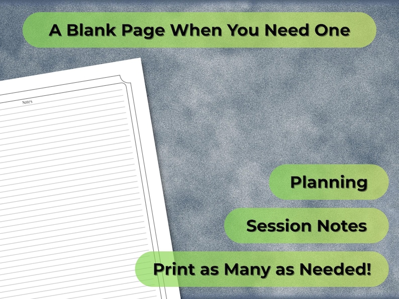 Dnd Notes Sheet | Printable Session Notes & Campaign Planning Page | 5e ...