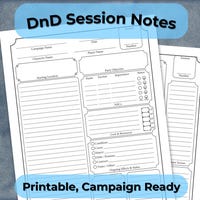 Digital DM Session Notes Editable PDF for Dnd Campaign Notes Sheet ...