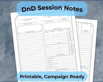 Dnd Session Notes | Printable Campaign Tracker & Adventure Log | 5e ...