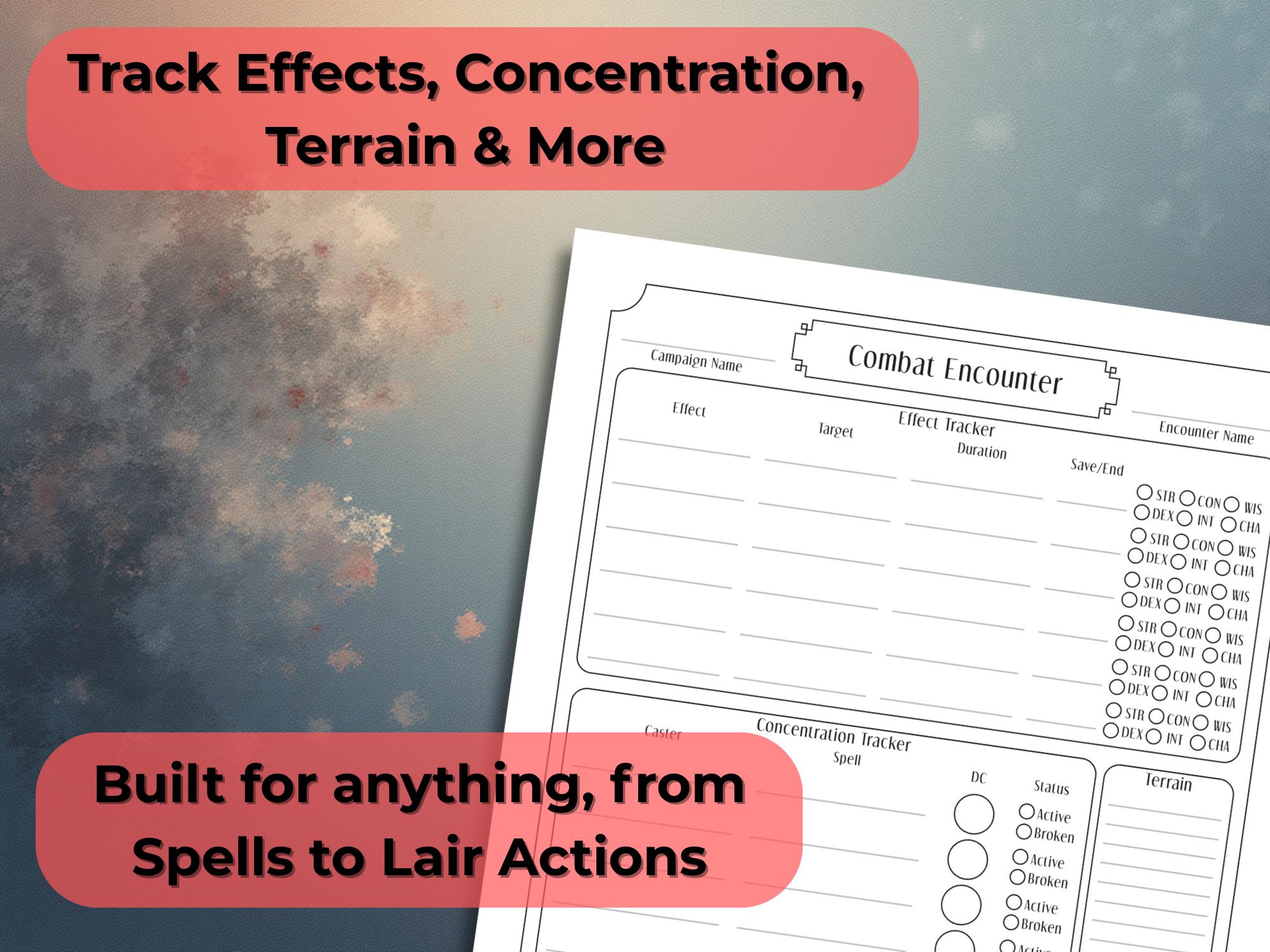 Dnd Combat Tracker | Printable DM Encounter Sheet | Initiative, HP ...