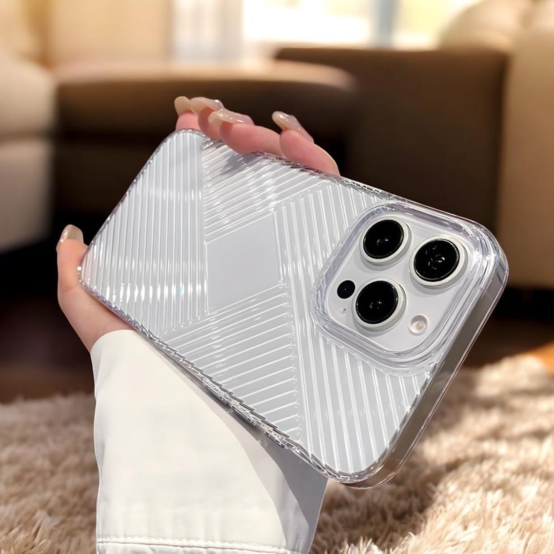 Luxury Titanium Gold iPhone Case – Corrugated Anti-slip Clear Hard Back ...