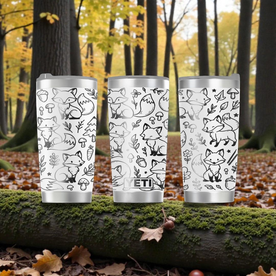 Autumn Fox Engraved YETI Rambler Insulated Stainless Steel Tumbler With ...
