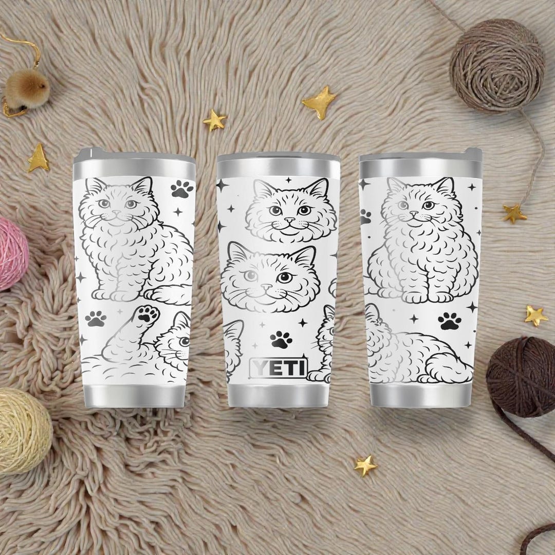 Engraved Persian Cat YETI Rambler Insulated Stainless Steel Vacuum ...