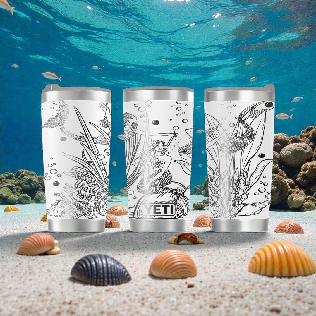 Engraved Mermaid YETI Rambler Insulated Stainless Steel Tumbler With ...