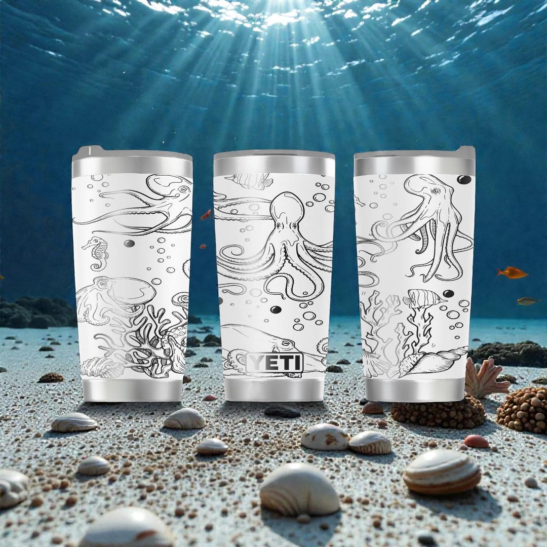 Engraved Octopus YETI Rambler Insulated Stainless Steel Tumbler With ...