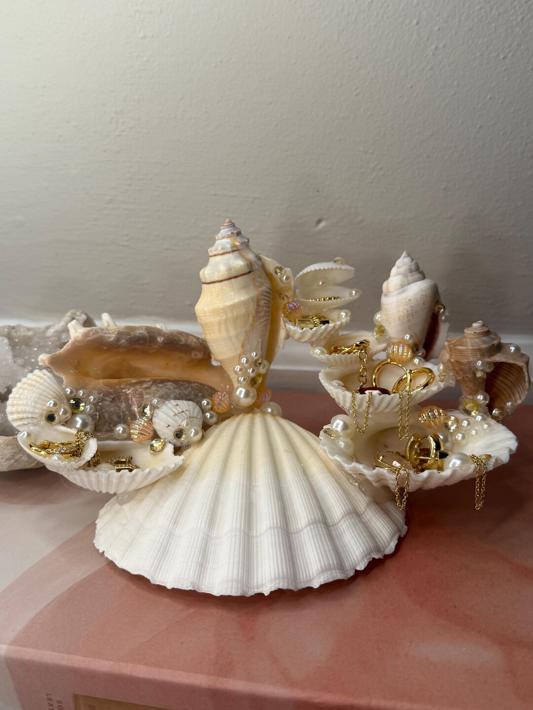 Handmade Coastal Seashell Jewelry Holder - Mermaid Shell Ring Dish ...