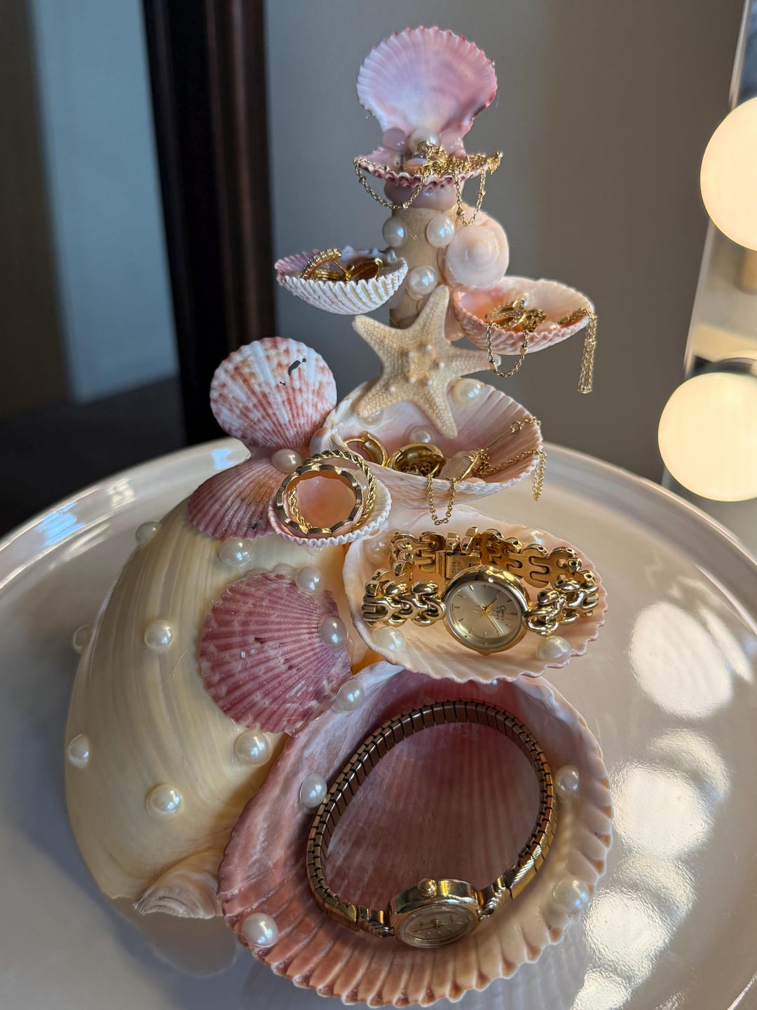 Handmade Seashell Jewelry Organizer- Coastal Ring Holder, Beach Decor ...