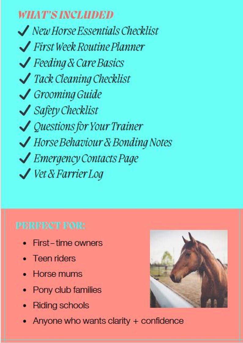 New Horse Owner Starter Kit | Horse Care Checklist | Beginner ...
