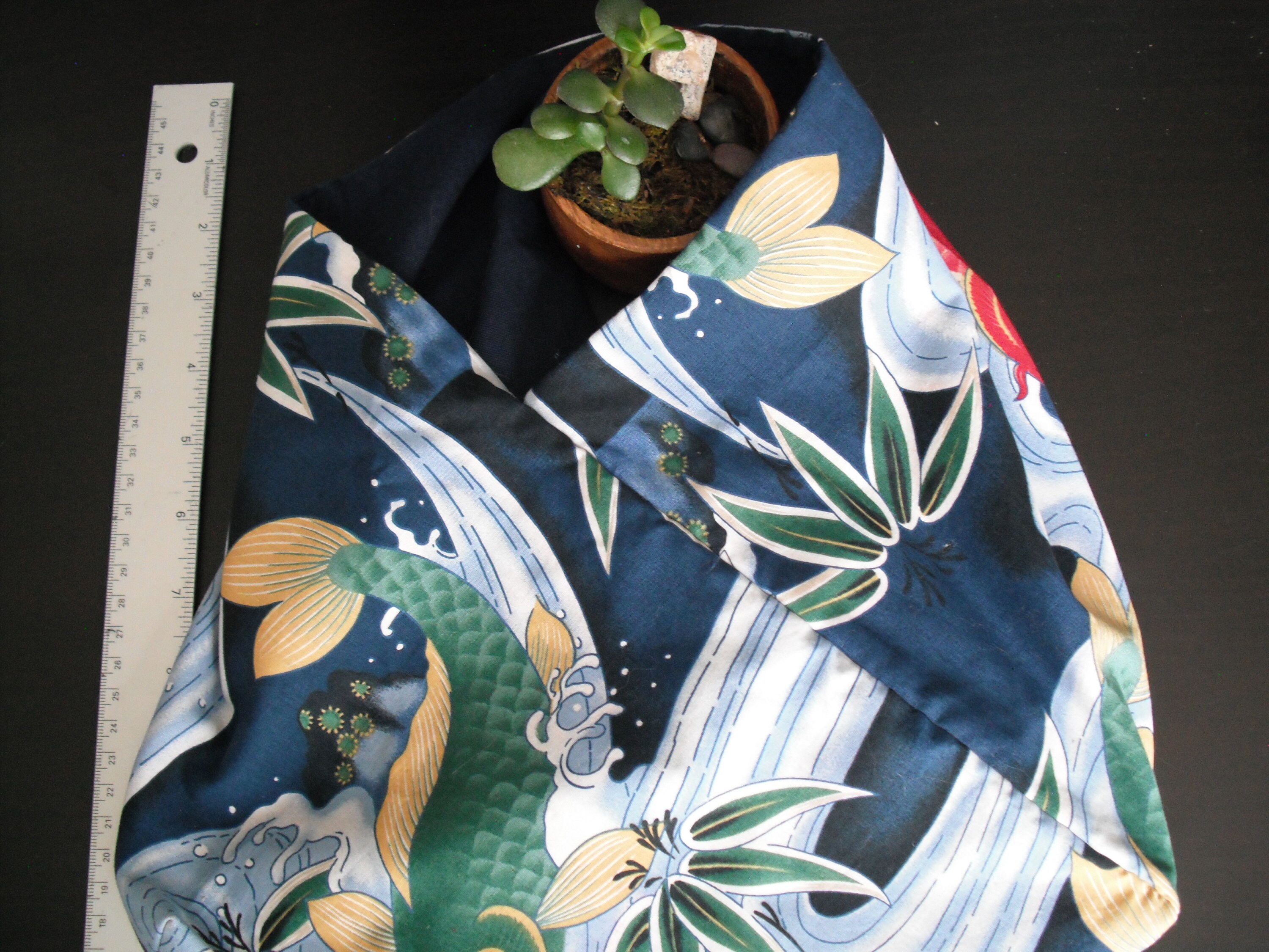 Hand sewn, Yukata cotton Azuma Bukuro, Origami Bag, Yarn Bag, vivid Koi ...