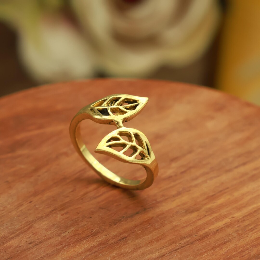 Gold Leaf Ring, Nature Inspired Open Leaf Ring, Minimalist Botanical ...