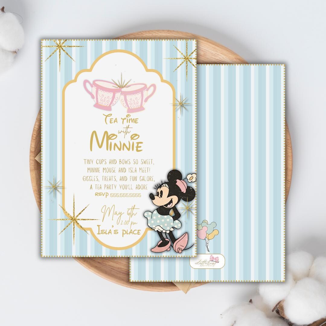 Minnie Mouse Tea Party Invitation, Editable Birthday Invite (canva ...