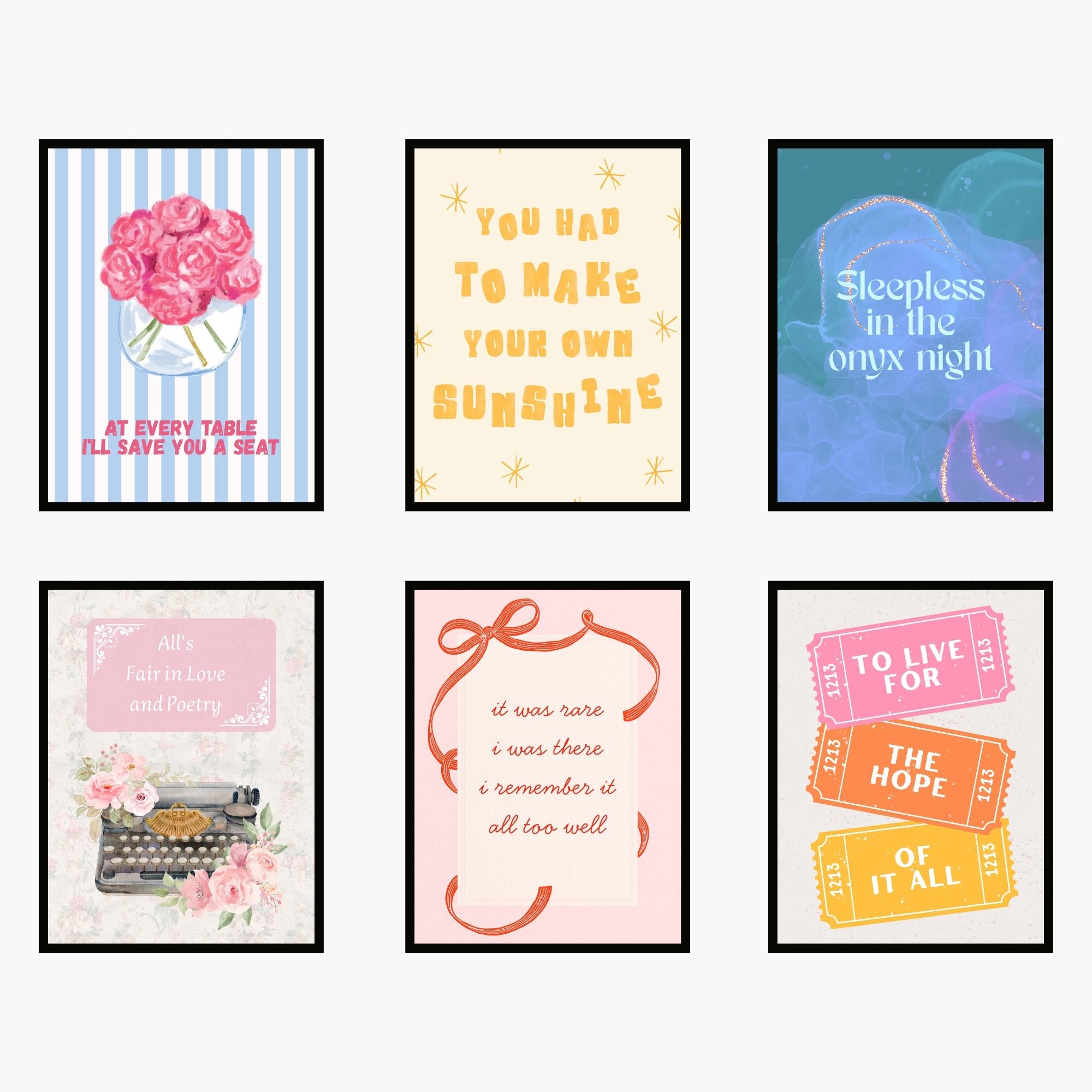 20 Eras Music Inspired Wall Art Bundle | Teen Girl Room Decor | Taylor ...