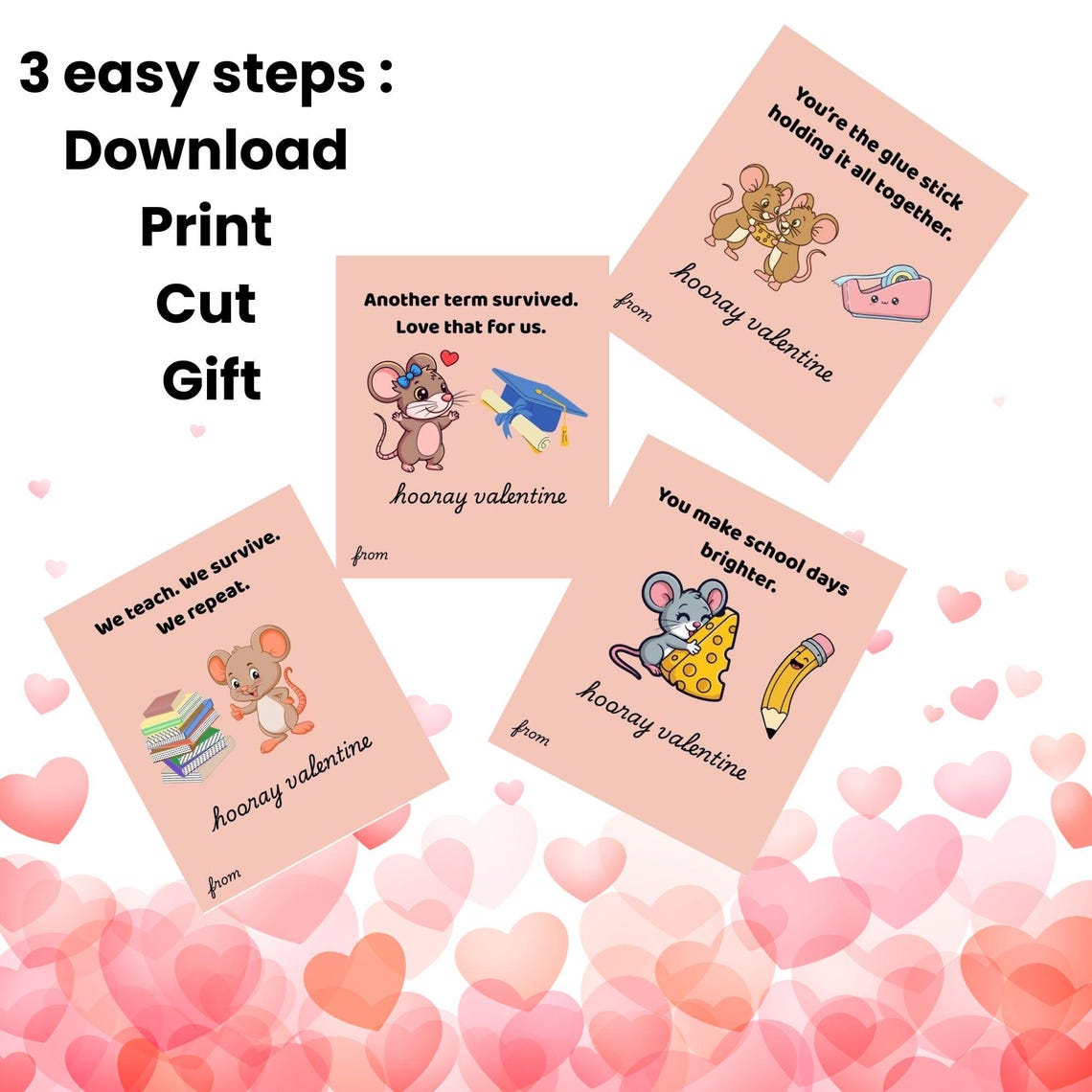 Funny Teacher Coworker Valentine Cards Printable Cute Mouse Teacher ...