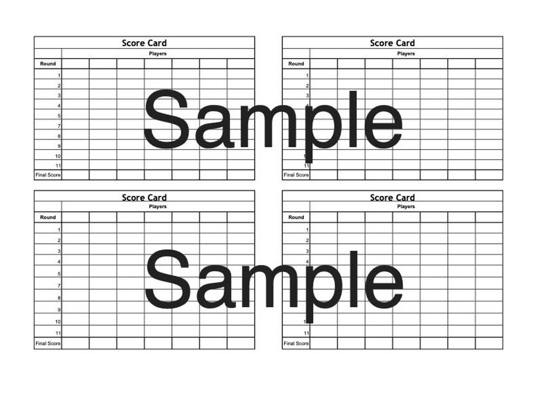 Game Score Pad Printable PDF 4 Score Sheets per Page - Etsy