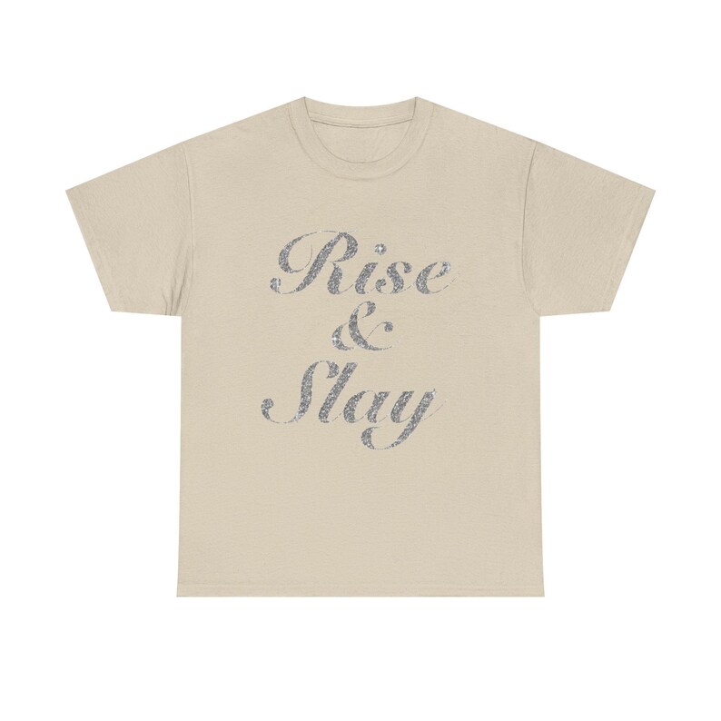 Rise & Slay T-shirt | Script Typography, Silver Glitter Effect - Etsy