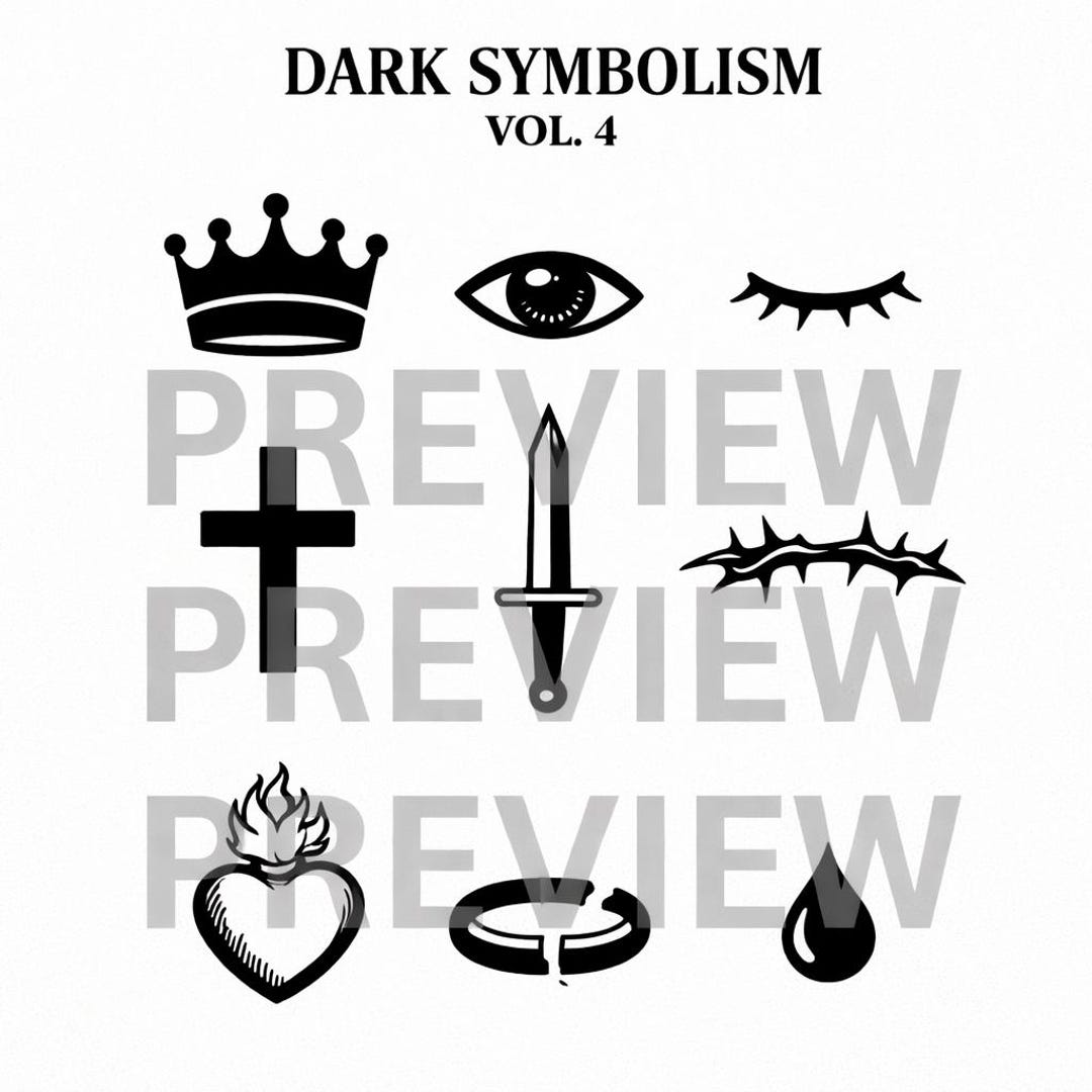 Blackwork Tattoo Flash Sheet | Dark Symbolism Designs (digital Download ...