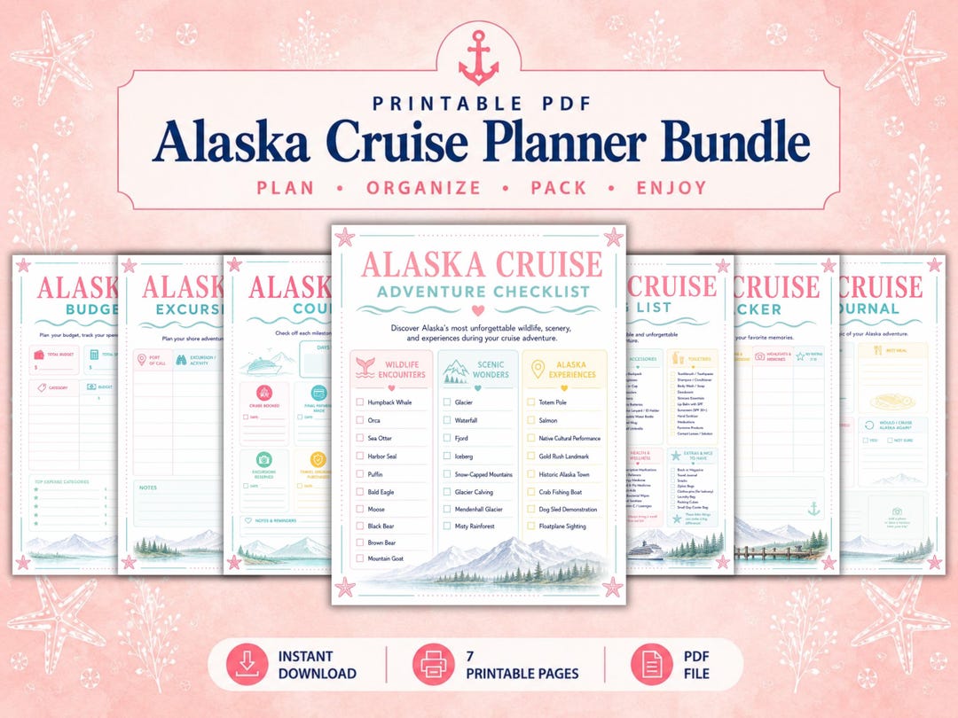 Alaska Cruise Planner Bundle, Printable Cruise Vacation Organizer ...