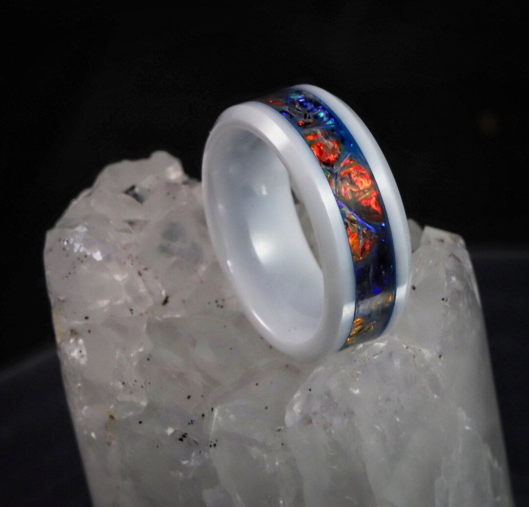 Red Burl Dichrolam Inlay Ring-unique, Handcrafted, for Women or Men ...