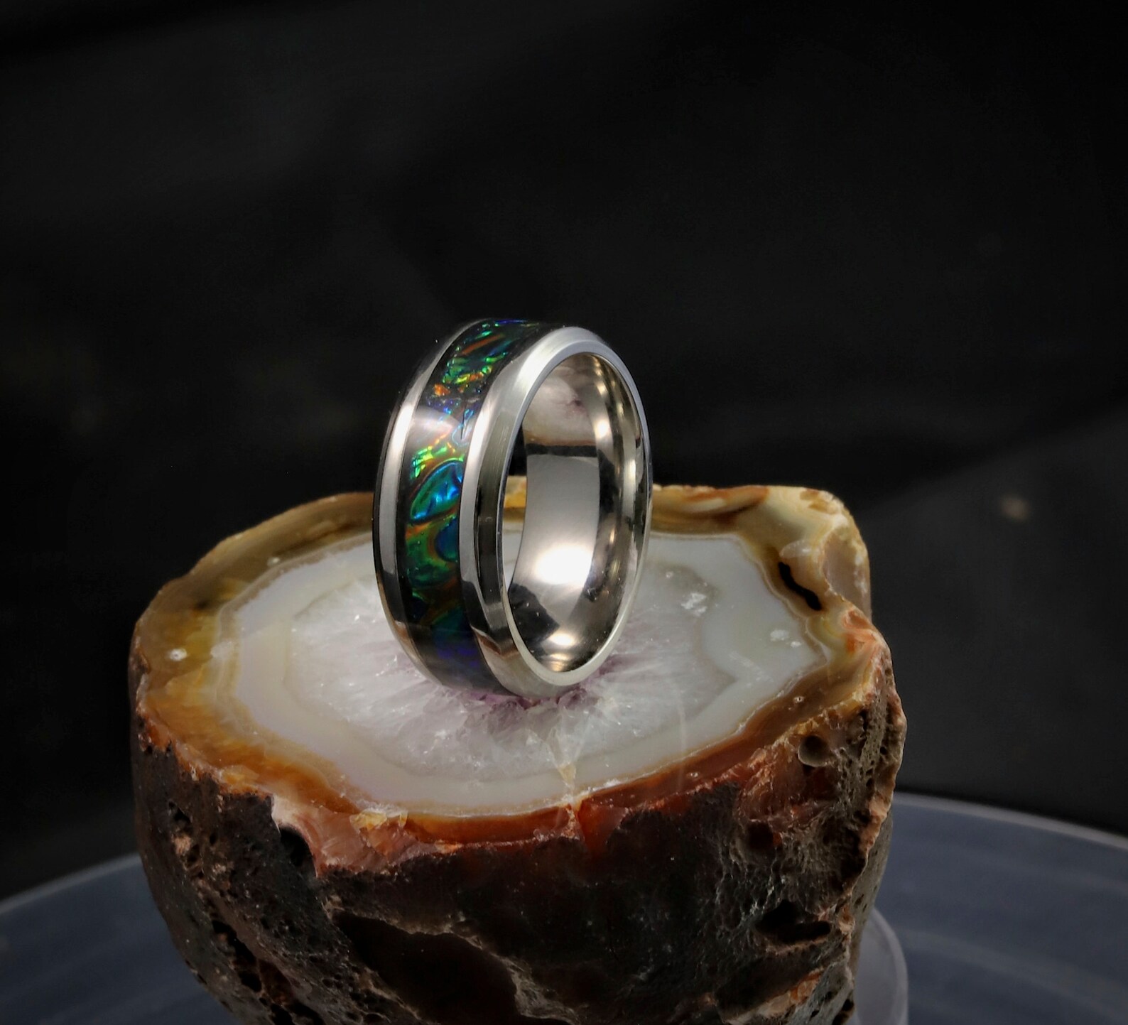 Black Sea Dichrolam Inlay Ring-unique, Handcrafted, for Women or Men ...