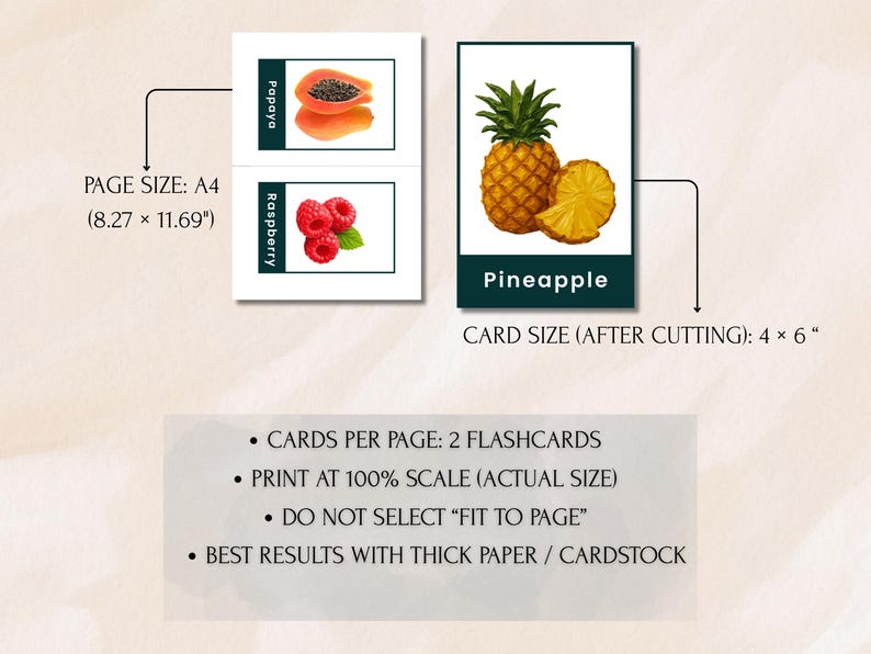 70-printable Fruits Flashcards, Preschool Learning, Toddler Education ...