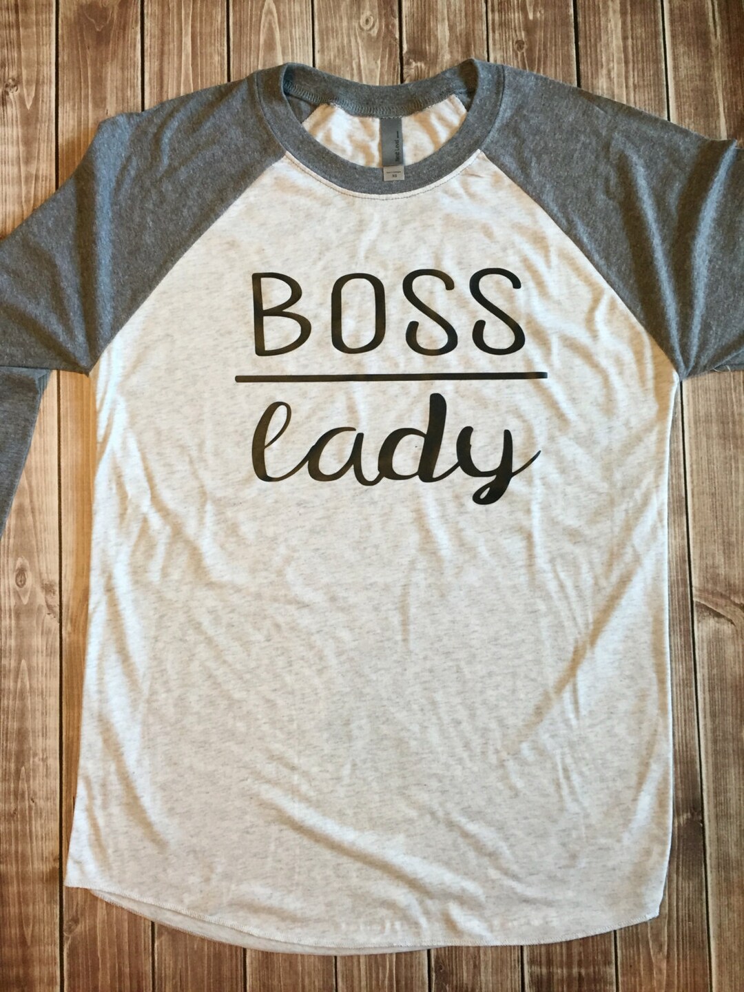 Boss Lady Womans Raglan Tee Mompreneur Baseball Shirt Gray Baseball ...