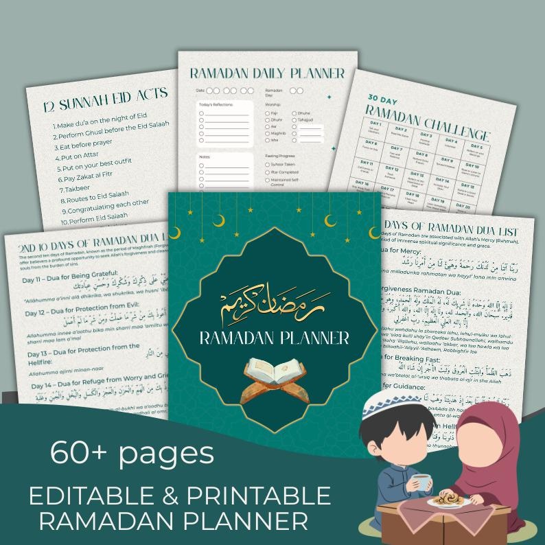 Ramadan Planner 2026 Canva Template | Printable PDF | Islamic Daily ...