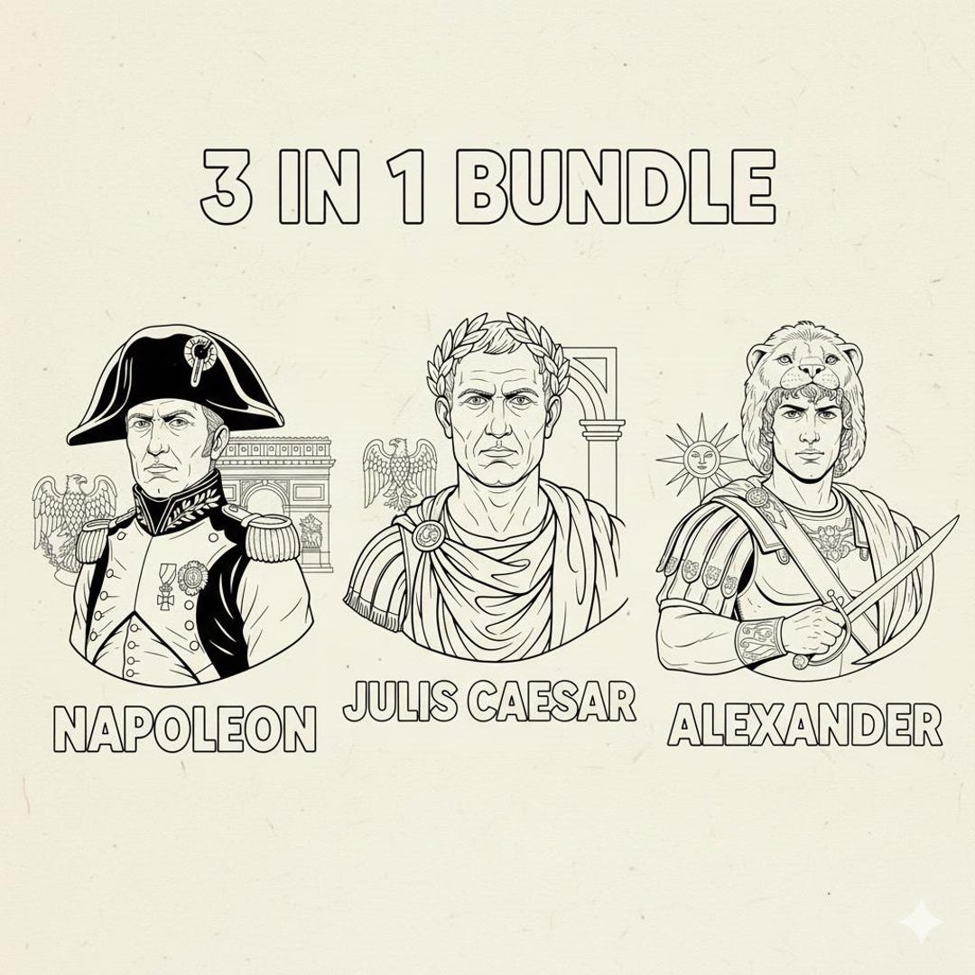 Historical Leaders Coloring Pages Bundle - Julius Caesar, Napoleon and ...
