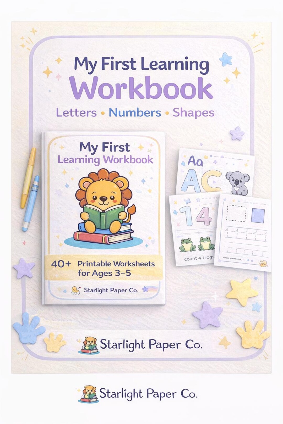 Preschool Learning Workbook | Alphabet, Numbers & Shapes | Printable ...