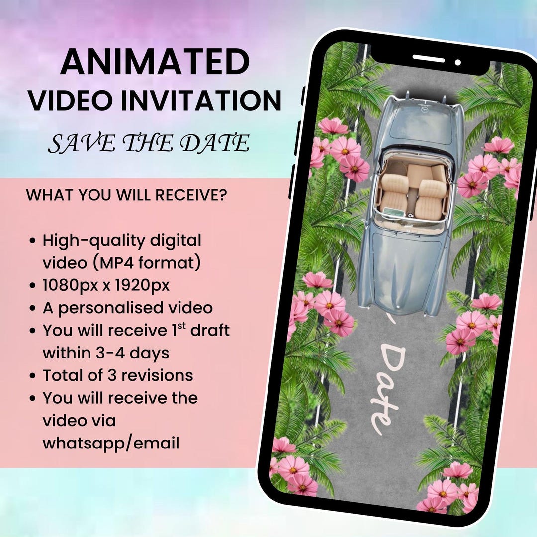 Animated Save the Date Video Digital Invitation - Etsy