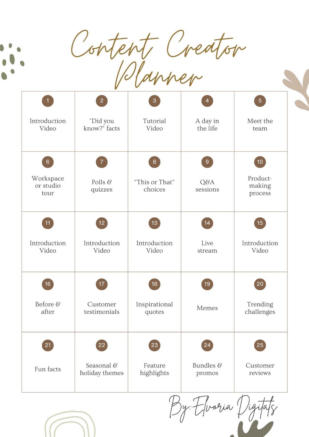 Content Creator Planner Printable PDF | Social Media Organizer ...