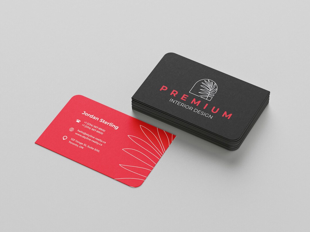Interior Design Studio Card, Minimalist Red Black Branding, PDF and CDR ...