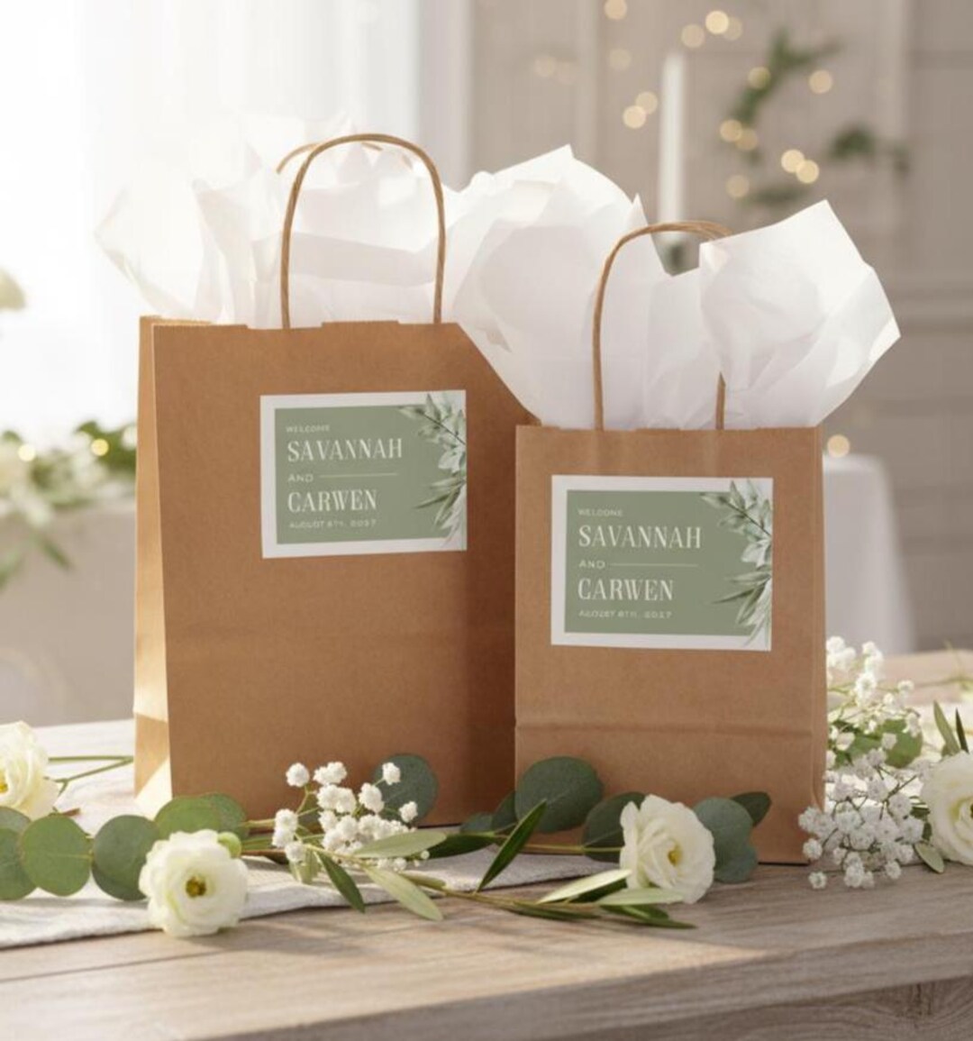 Sage Green Wedding Favor Labels: Custom Thank You Bag Stickers - Etsy