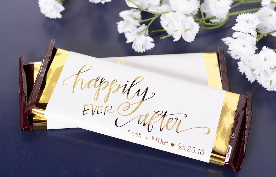 Wedding Candy Wrappers - Metallic Foil Chocolate Bar WRAPPERS - Wedding ...