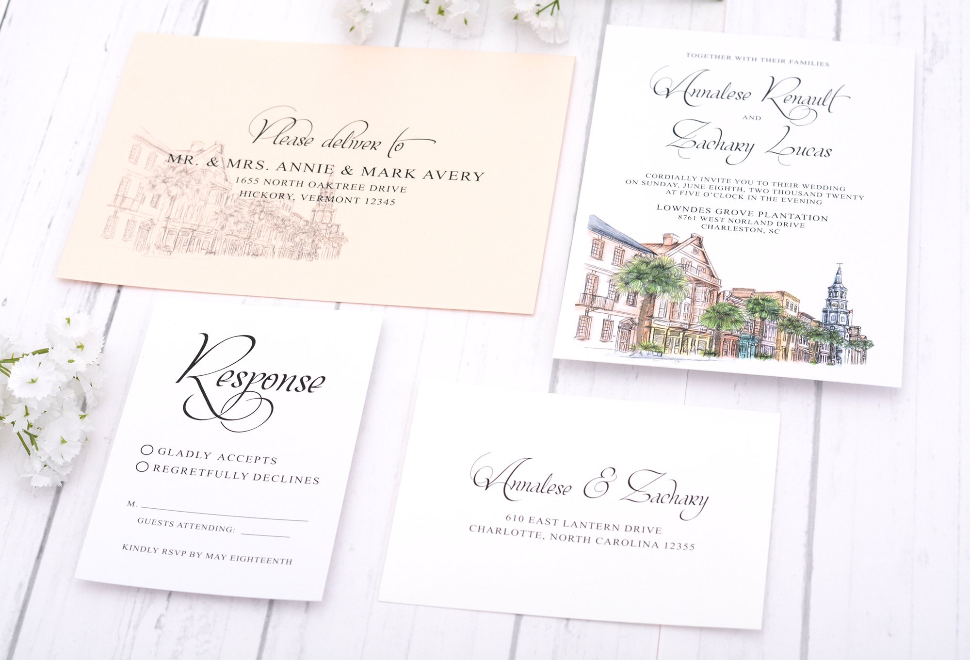 Charleston Wedding Invitation Set Charleston Destination | Etsy