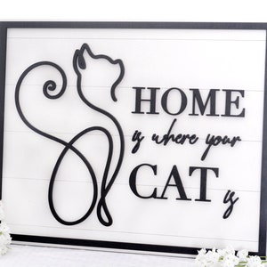 Cute Cat Decor Sign, 3D Raised Wood Wall Sign, Cat Home Decor, Cat ...
