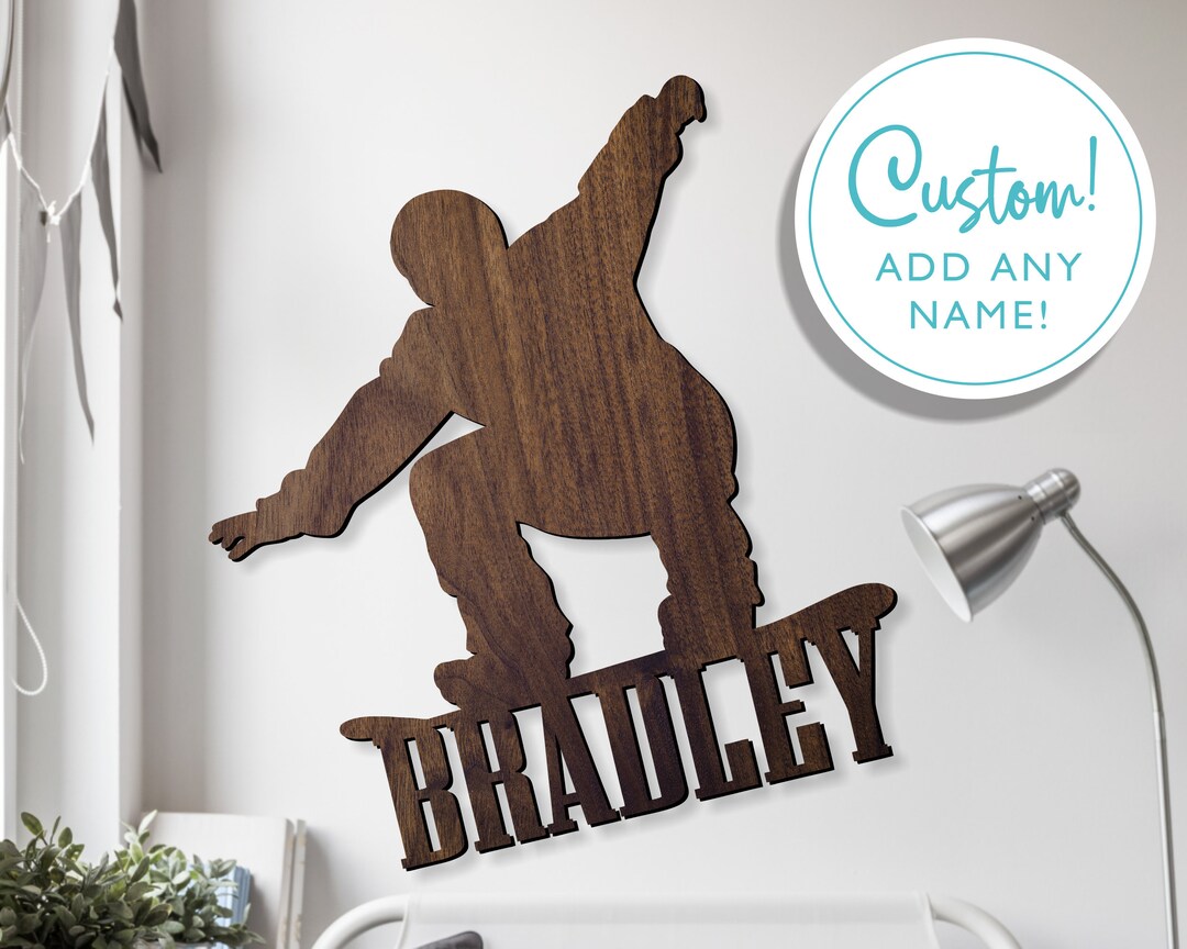 Snowboard Wall Sign, Snowboard Wall Decor, Kids Name Sign, Wood Name ...