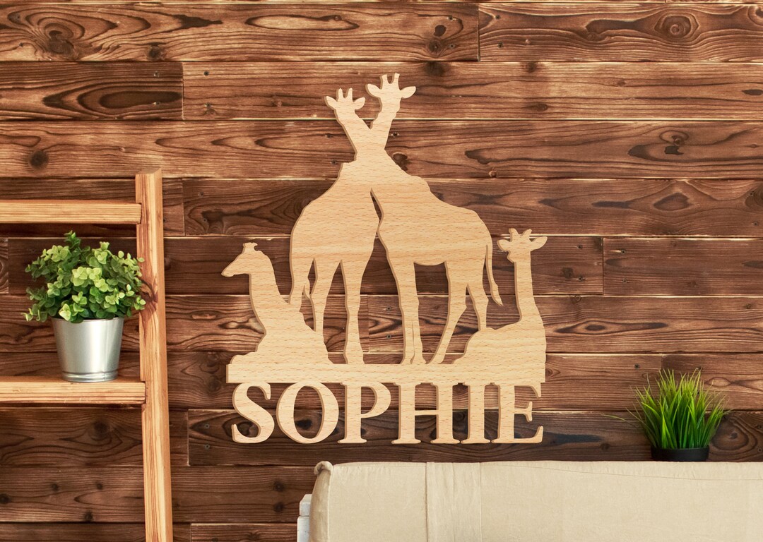 Giraffe Name Sign, Giraffe Wall Decor, Kids Name Sign, Wood Name Sign ...