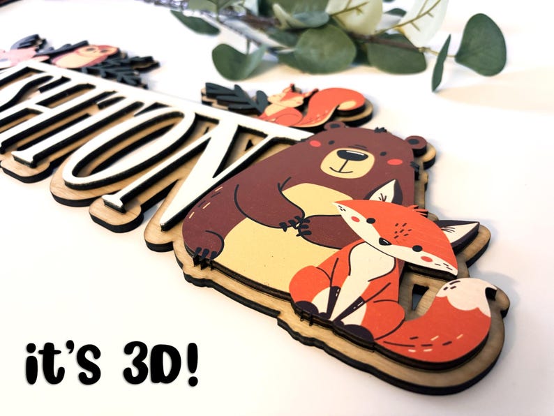Woodland Animals Nursery Sign | Custom Baby Name Sign, Forest Themed ...