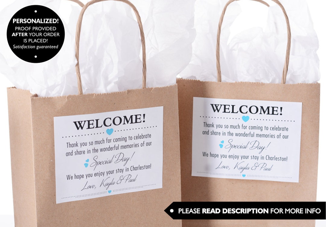 Wedding Bag Stickers - Wedding Welcome Bag/box Labels - Beautiful ...